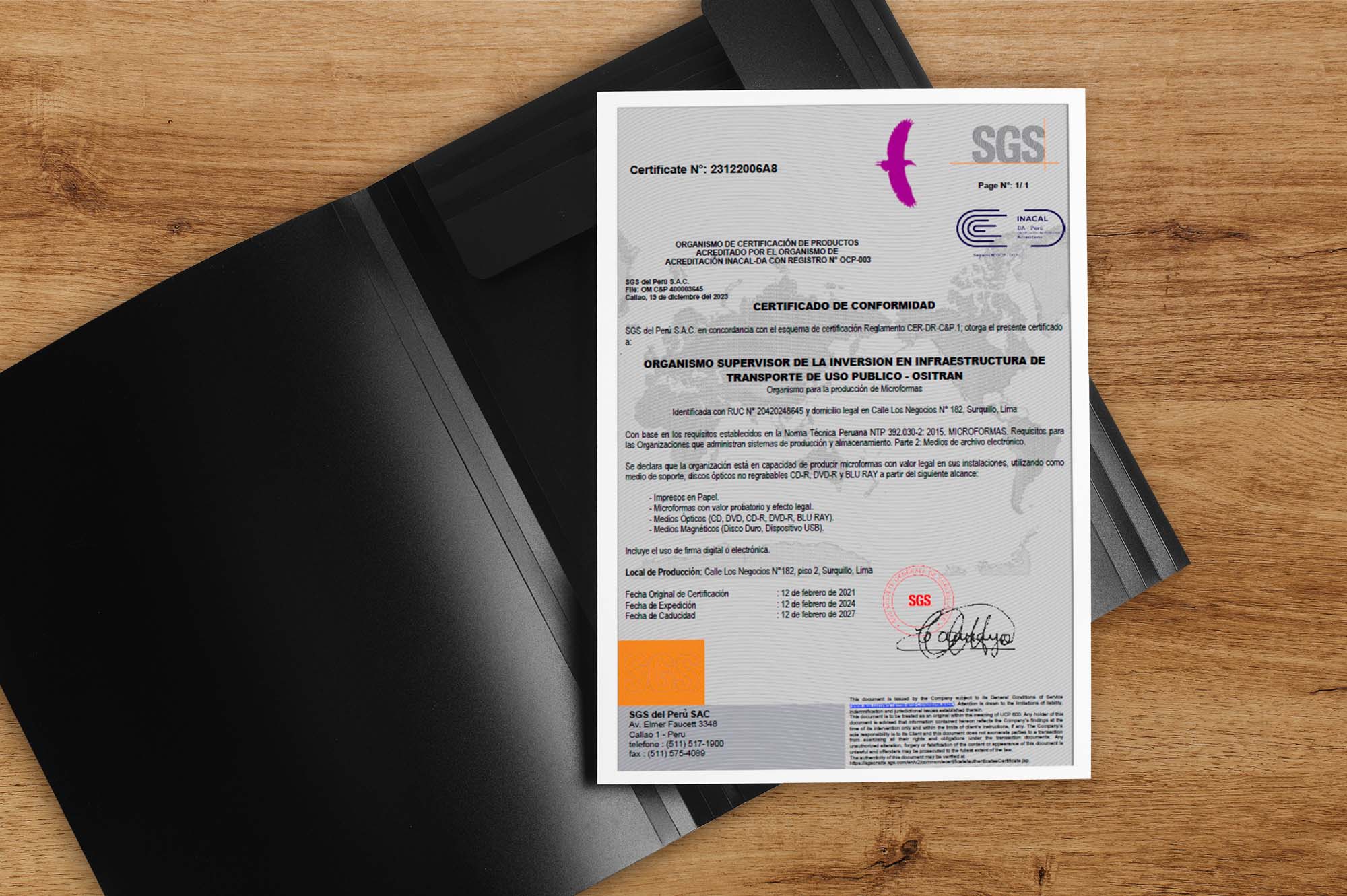 Ositrán recibe la renovación del Certificado de Idoneidad Técnica para ...